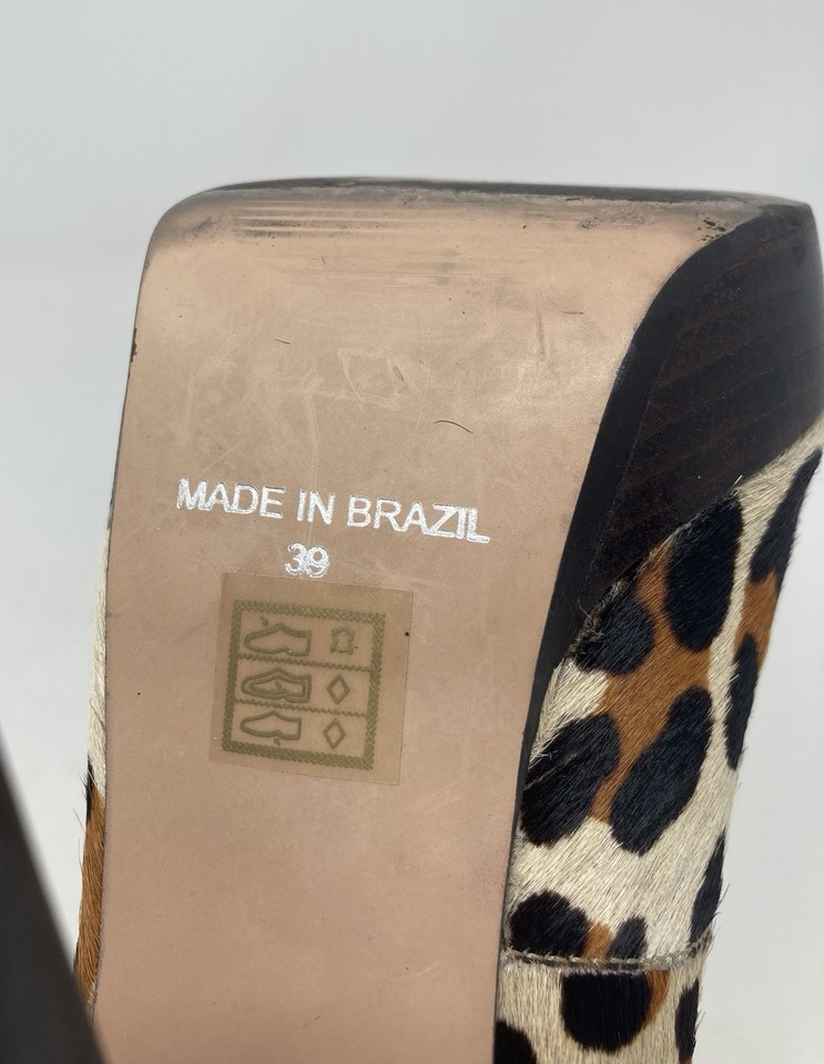 French Connection size 6 (39) leopard print black & brown leather ...