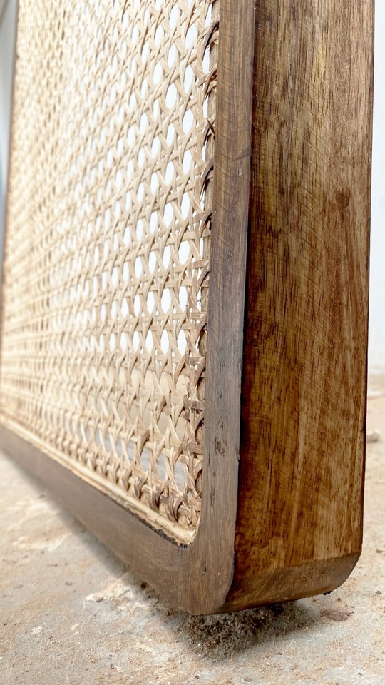 wooden cane bathroom divider, 8 feet hard wood and cane knitted ...