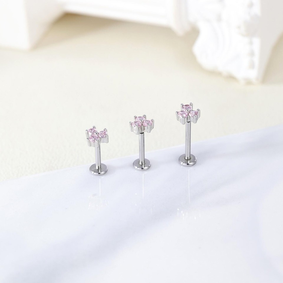 1 Pc Stainless Steel Lip Labret Stud Star CZ Helix Conch Monroe ...