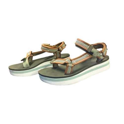 TEVA FLATFORM UNIVERSAL MESH OLIVE/ SEA FOAM PLATFORM SANDAL US 7 | eBay