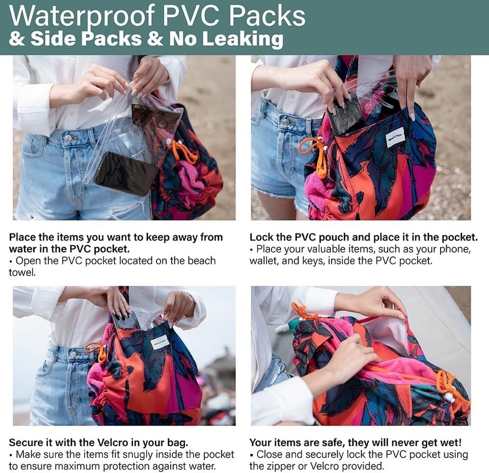 100% TURKISH BEACH TOWEL CONVERTABLE BEACH BAG BLANKET, FUNCTIONAL ...