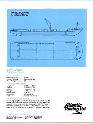 Atlantic Towing Ltd Canada IRVING DOLPHIN Petroleum Barge Data Fact ...
