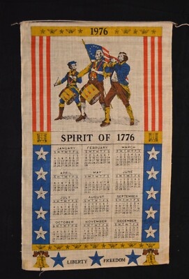 Vtg 1976 Linen Cloth Tea Towel spirit of 1776 Calendar Wall hanging | eBay