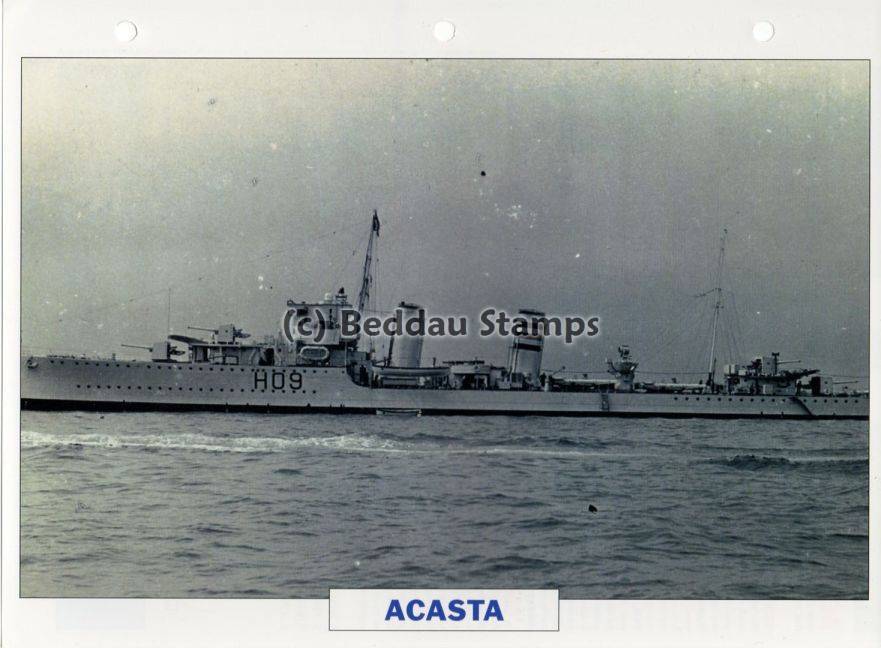 1929 HMS ACASTA A-Class Destroyer Ship / GB Warship Photograph Maxi ...