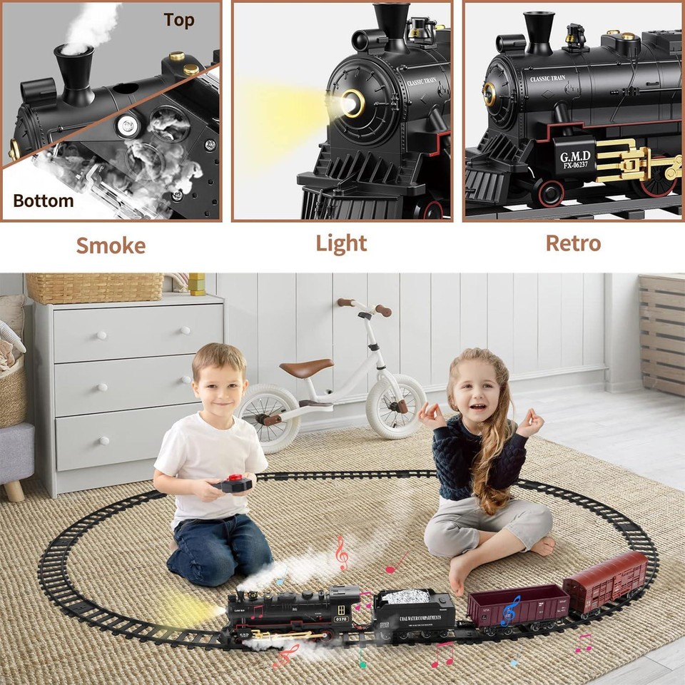 Train Set with Remote Control,Electric Train Track Around Christmas ...