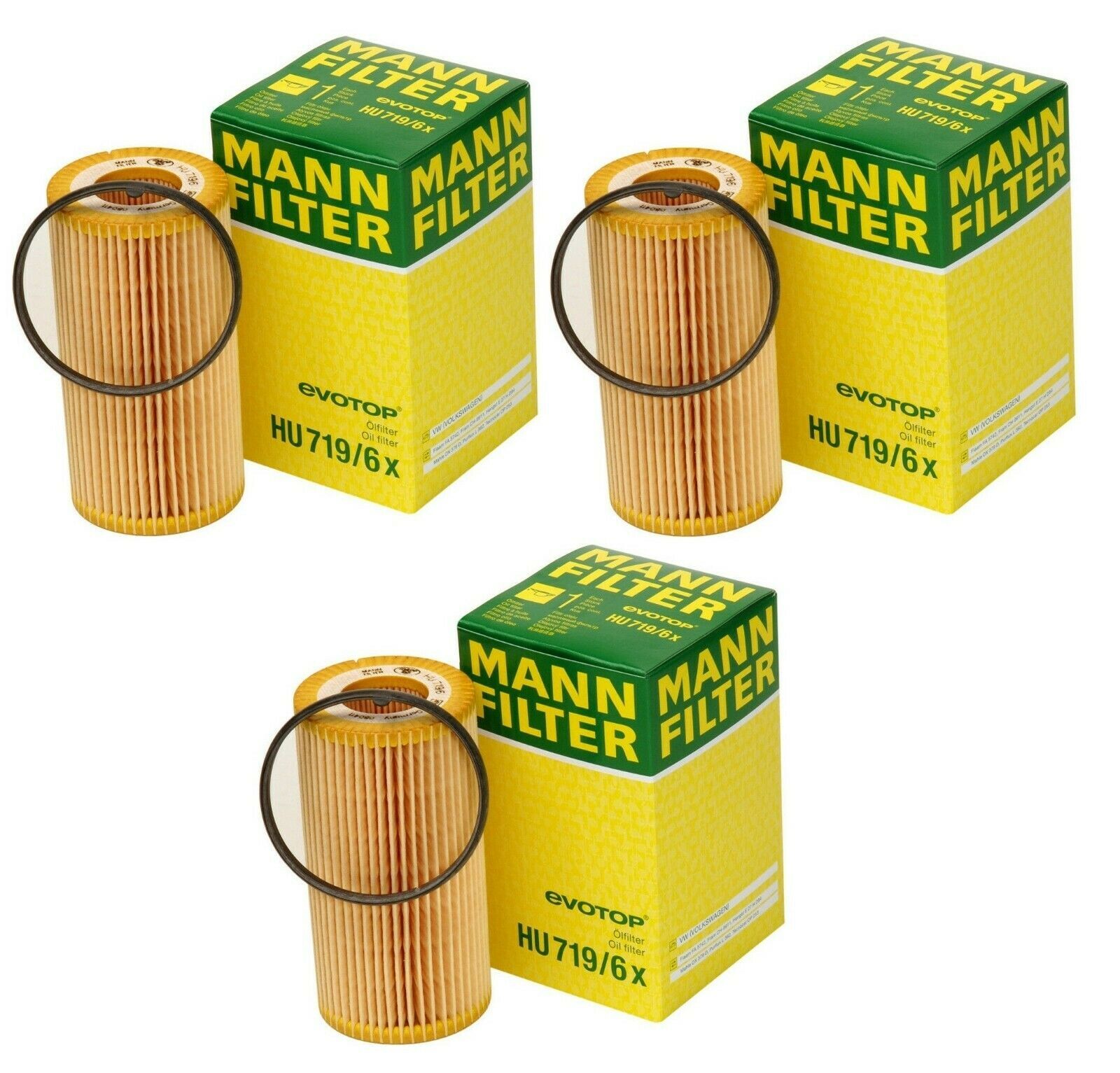 NEW Set of 3 Engine Oil Filters Mann For VW Beetle Bora Eos Golf Jetta ...