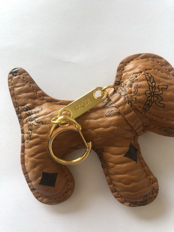 MINT Brown MCM Puppy Keychain Key Ring Dog Bag Charm | eBay