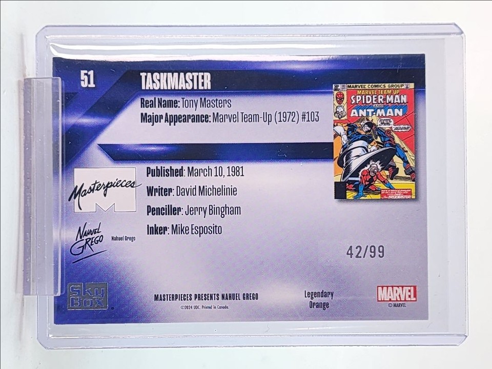 TASKMASTER 2024 SKYBOX MARVEL MASTERPIECES LEGENDARY ORANGE /99 Q4514 ...