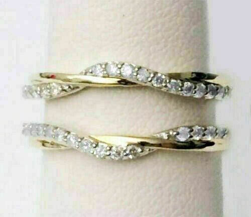 1Ct Lab Created Diamond Solitaire Enhancer Wave Ring Band 14k Yellow ...