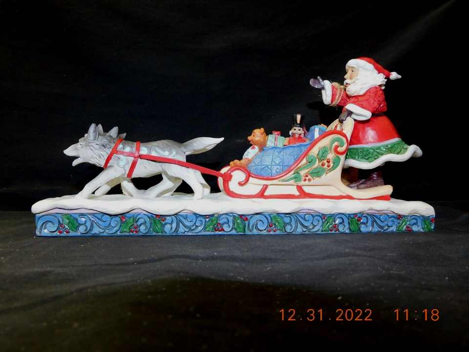 NIB Jim Shore 'Merry Mushing' Dog Sledding Santa 2022 Figurine #6010826 ...