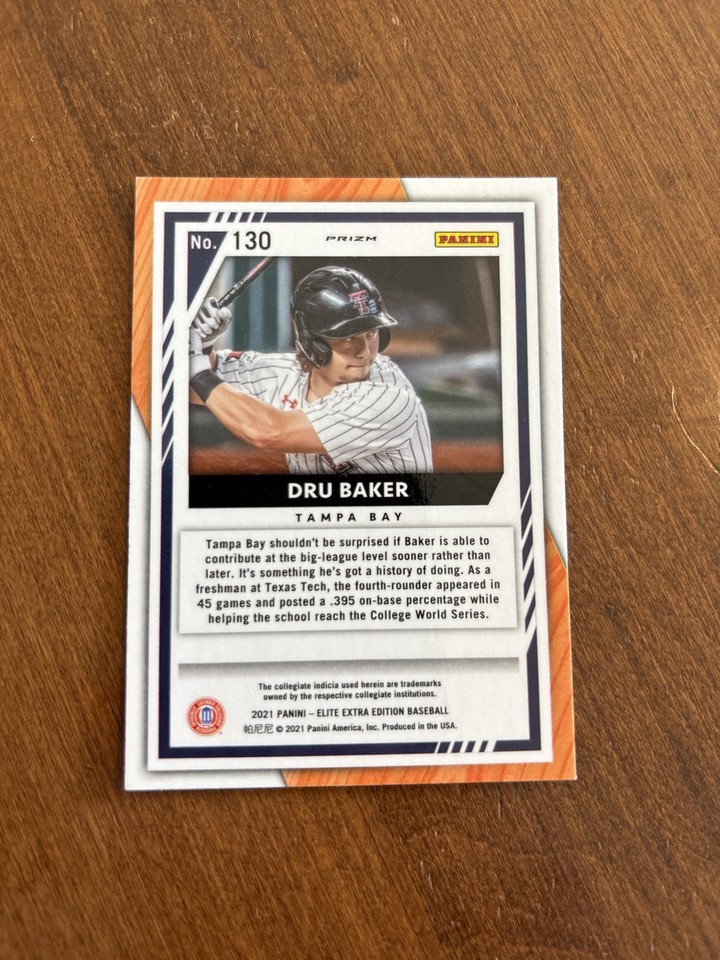 Dru Baker 2021 Panini Elite Extra Edition Silver Prizm #30 Texas Tech ...
