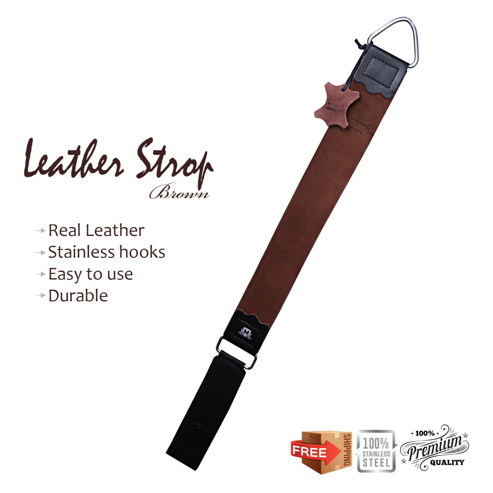 Real Leather Strop/Belt Single Layer for Straight Razors, Sharpening ...