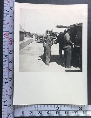 Soldier Waiting for Coffee Truck 1949 Rhein Main AF Base Photo Snapshot ...