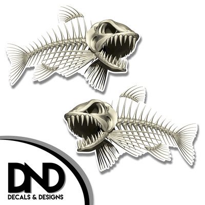 Bone Fish - Skeleton Decal Fishing Tackle Box Bumper Sticker "5in SET ...