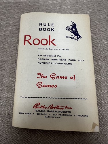 Rook Card Game Instruction book Rule Book Of Games Parker Bros games | eBay
