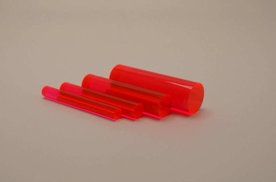 Acrylic Rods Fluorescent Perspex 4 Sizes & 5 Colours Light Emitting ...