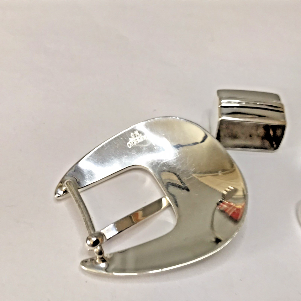 Signed CR 925 Sterling Silver .75” 4pc Ranger Belt Buckle Set 36.3g ...