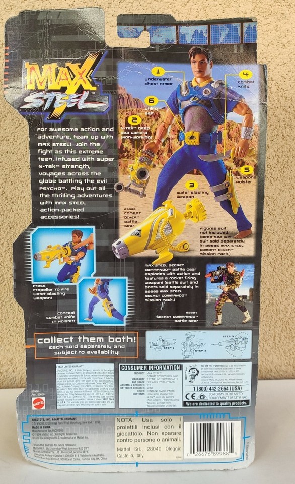 Max Steele Mattel New Combat Diver Water Blasting Weapon Accessory 1999 ...