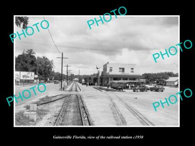 OLD POSTCARD SIZE PHOTO OF GAINESVILLE FLORIDA THE RAILROAD STATION ...