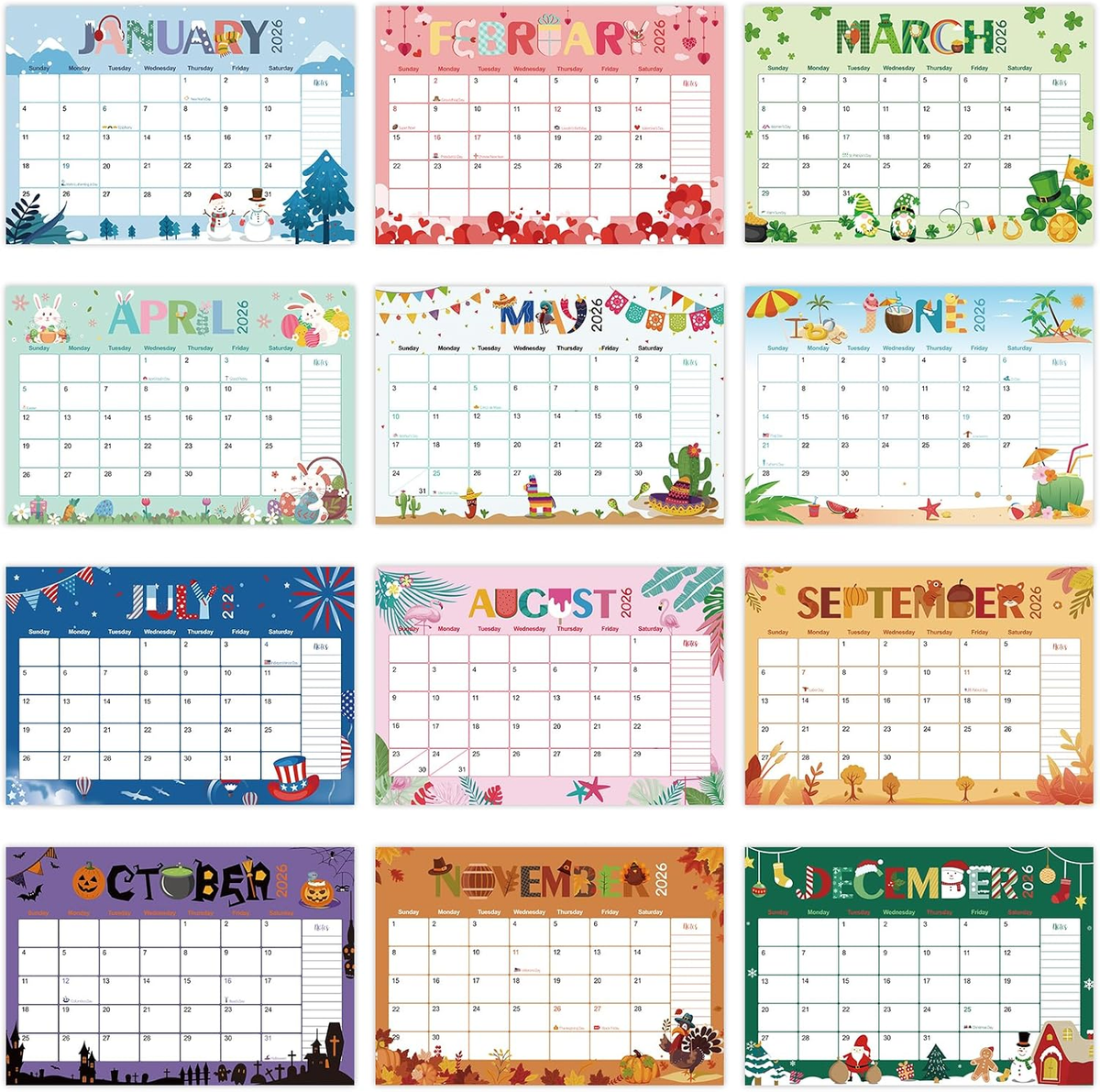 Calendrier De Bureau GuassLee Grand 2025 - 55,9 X 43,2 Cm - 2025-2026 ...