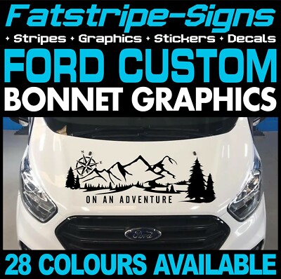 to fit FORD CUSTOM ADVENTURE MOUNTAIN CAMPER VAN BONNET STICKERS ...