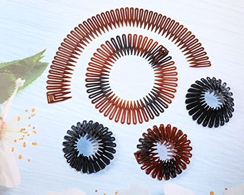 Stretch Hair Combs 6Pcs Flexible Plastic Full Circular Circle Classic ...