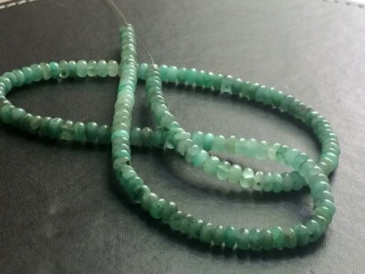 4-5mm Emerald Plain Beads, Natural Shaded Emerald Plain Rondelle Beads ...