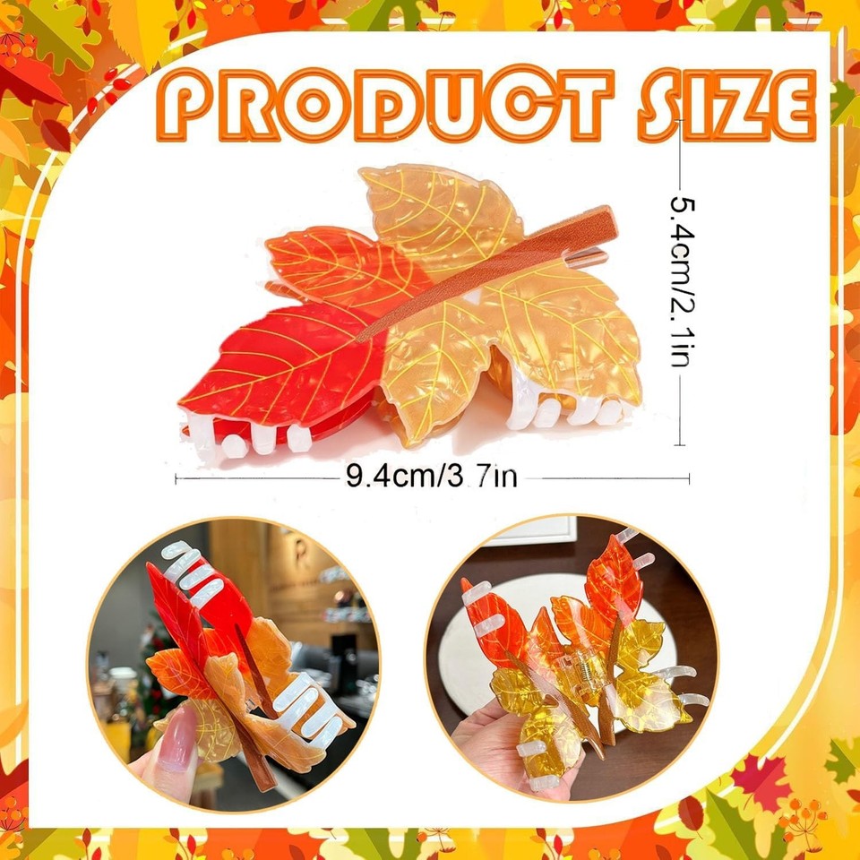 1 Pack Maple Leaf Hair Claw Clips for Women, Fall Autumn Leaves Design ...