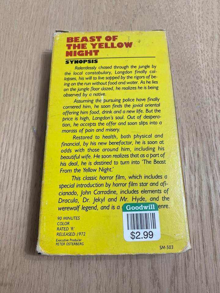Beast of the Yellow Night VHS (1972) John Ashley Mary Wilcox Eddie ...