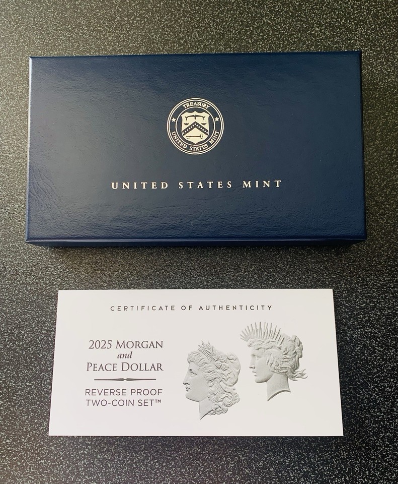 New 2025 Morgan And Peace Dollar Silver Reverse Proof Two-Coin Set, OGP ...