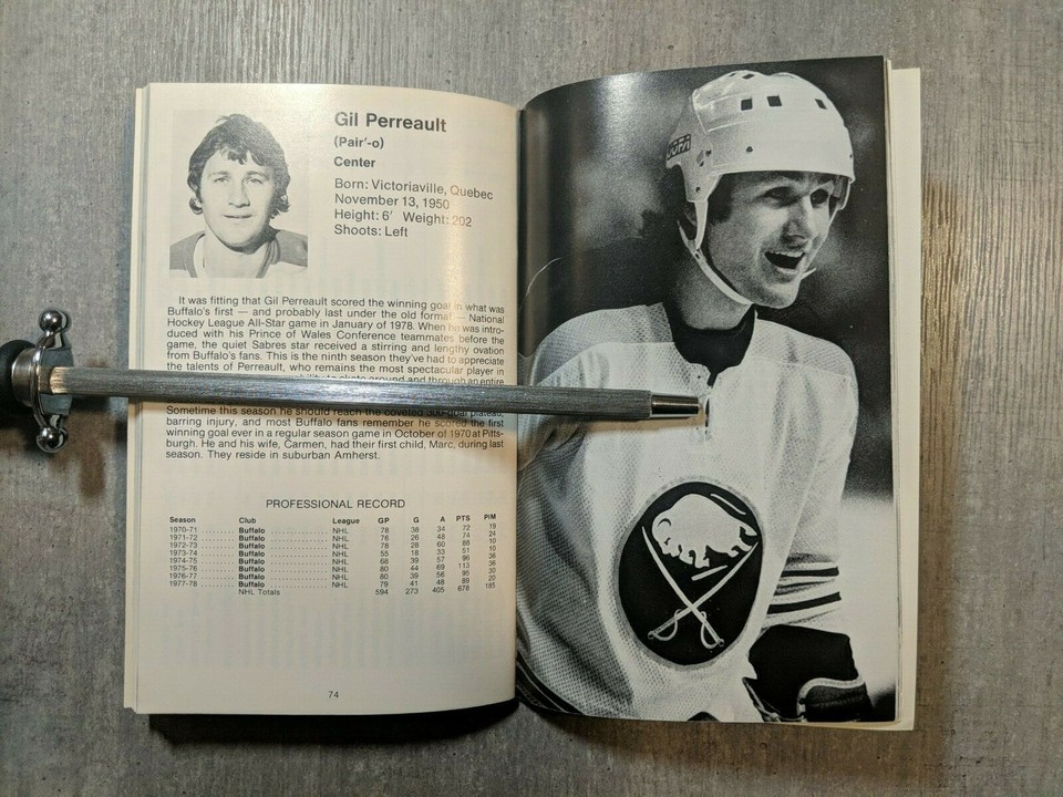 1978 79 BUFFALO SABRES NHL media guide DON EDWARDS GIL PERREAULT ...