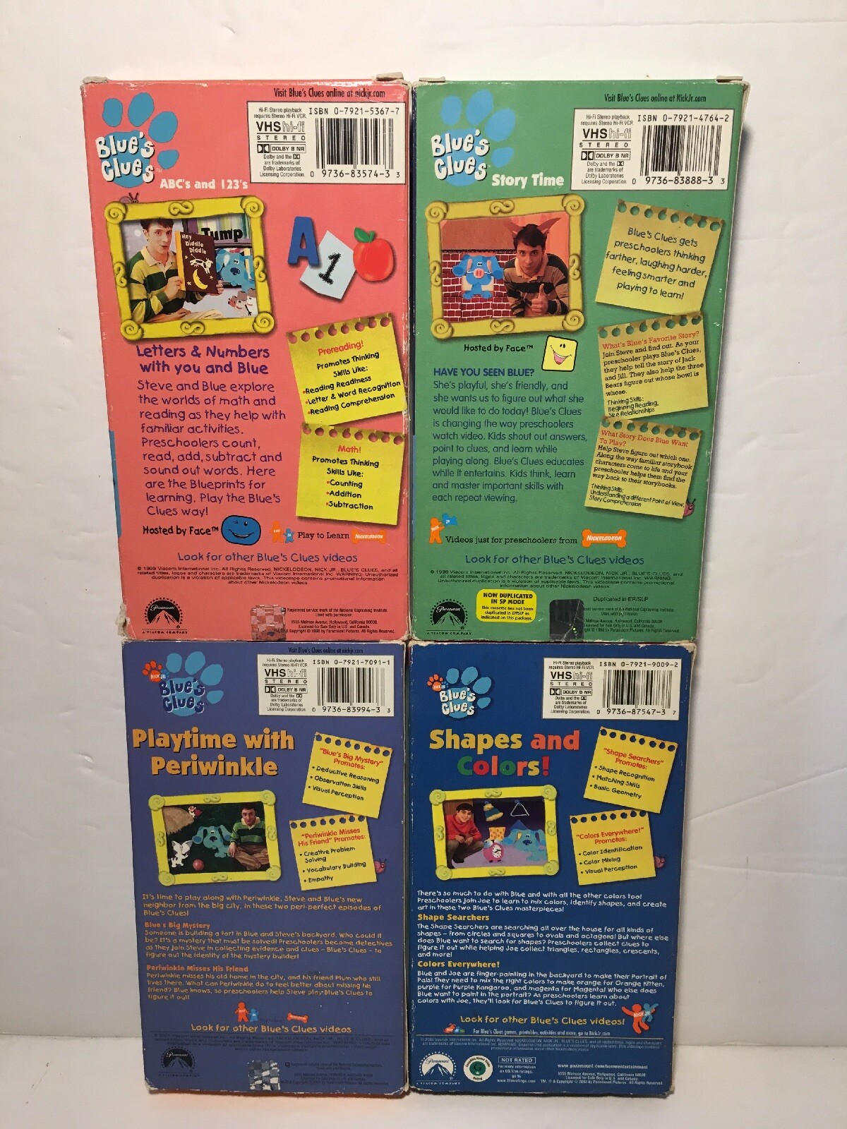 Blue’s Clues ABC's 123s Shapes Colors Periwinkle Story Time Lot of 4 ...