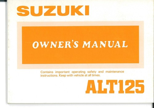 Suzuki 1985 Model ALT125 - Owner's Manual - Part No. 99011-24323-03A | eBay