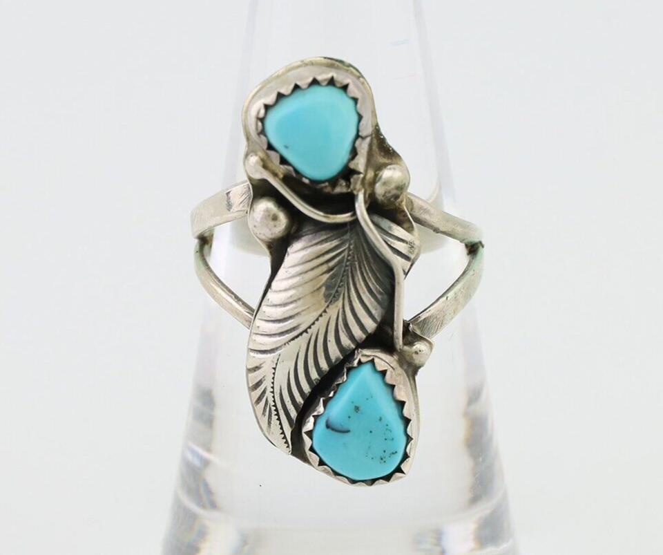 Navajo Handmade Ring 925 Silver Kingman Turquoise Native American ...