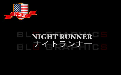Night Runner Japanese Letters Decal Sticker wall fits car boat truck ...