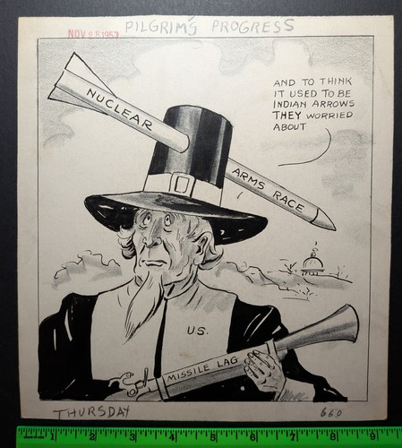 Vintage 1940/50s Uncle Sam Pilgrim Arms Race Original Political Art | eBay