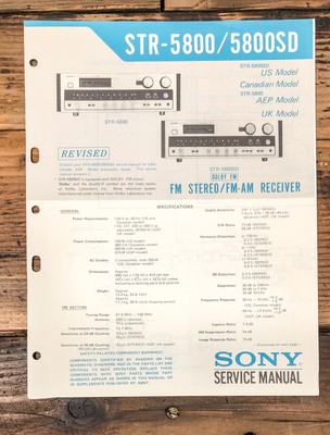 Sony STR-5800 STR-5800SD Receiver Service Manual *Original* | eBay