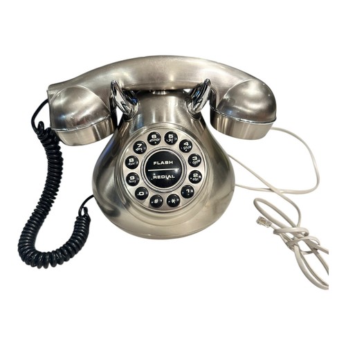 50's Monster Phone Silver Brush Metal Reproduction Retro Telephone ...