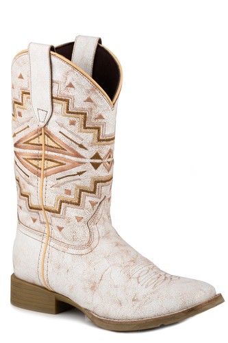 Roper Womens Monterey Aztec White Leather Cowboy Boots 7.5 | eBay