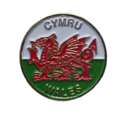 Cymru Wales- Welsh Dragon- Round National Quality Enamel Lapel Pin ...