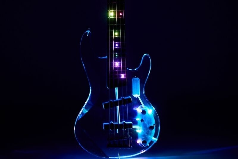 5-Strings ST Electric Bass Guitar Led Light Flash Style Acrylic Crystal ...
