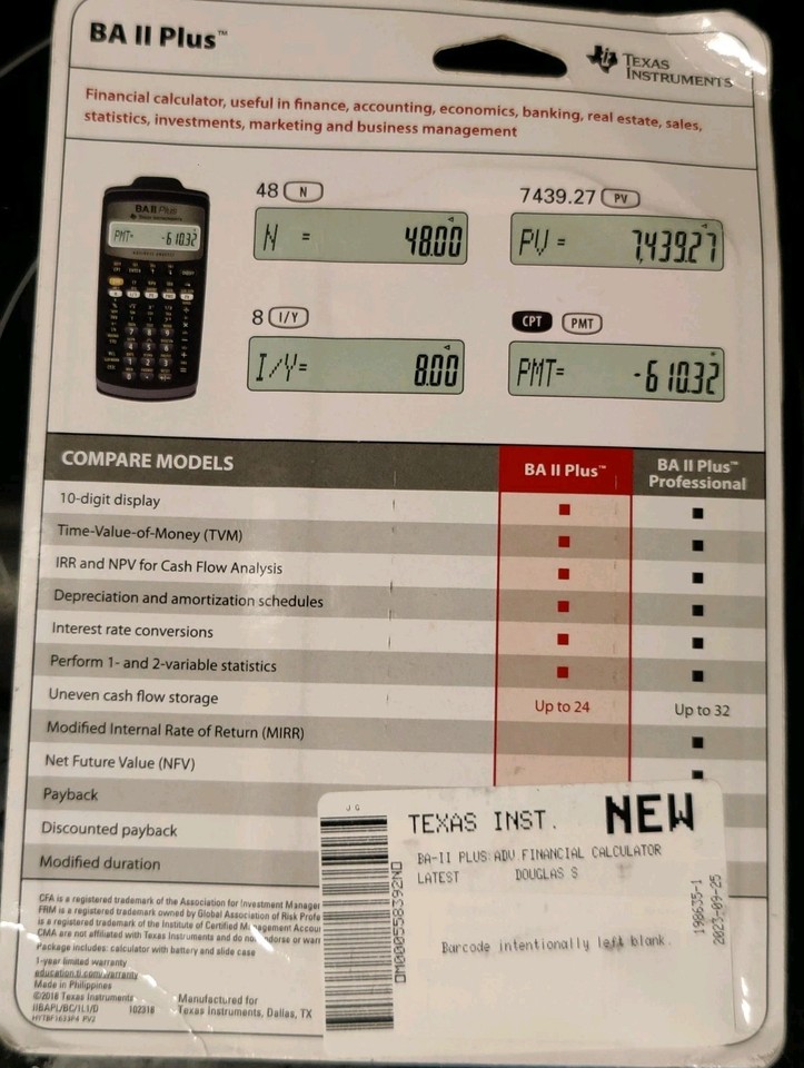 Texas Instruments BA II Plus Calculator | eBay