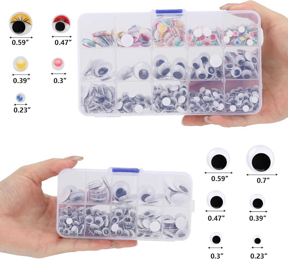 1010Pcs Googly Eyes Self Adhesive for Crafts - Multi Color and Size ...
