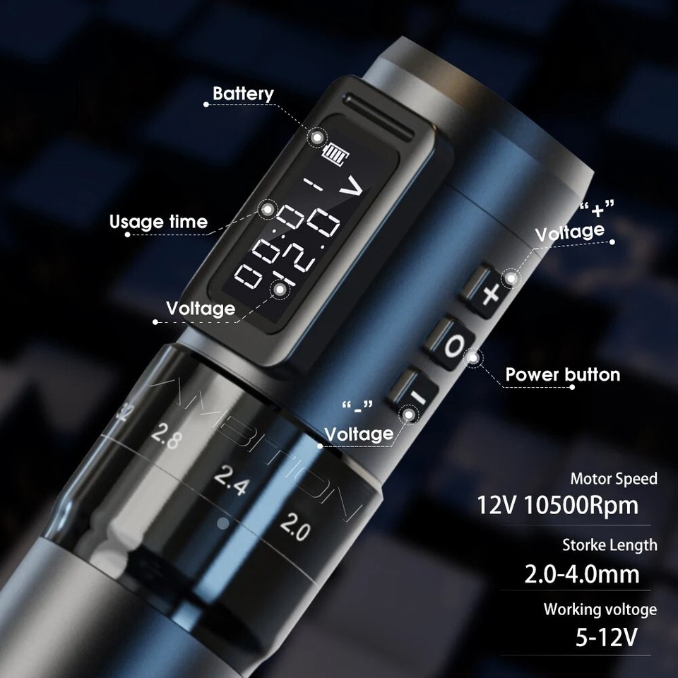 Ambition MARS-U Tattoo Machine Rotary Cartridge Pen Adjustable Stroke 2 ...