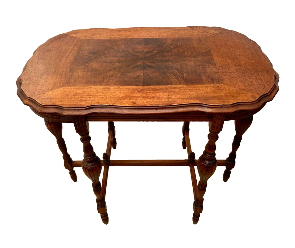 Rare Italian Victorian Parlor Table Six Legs Rectangular shape Burled ...