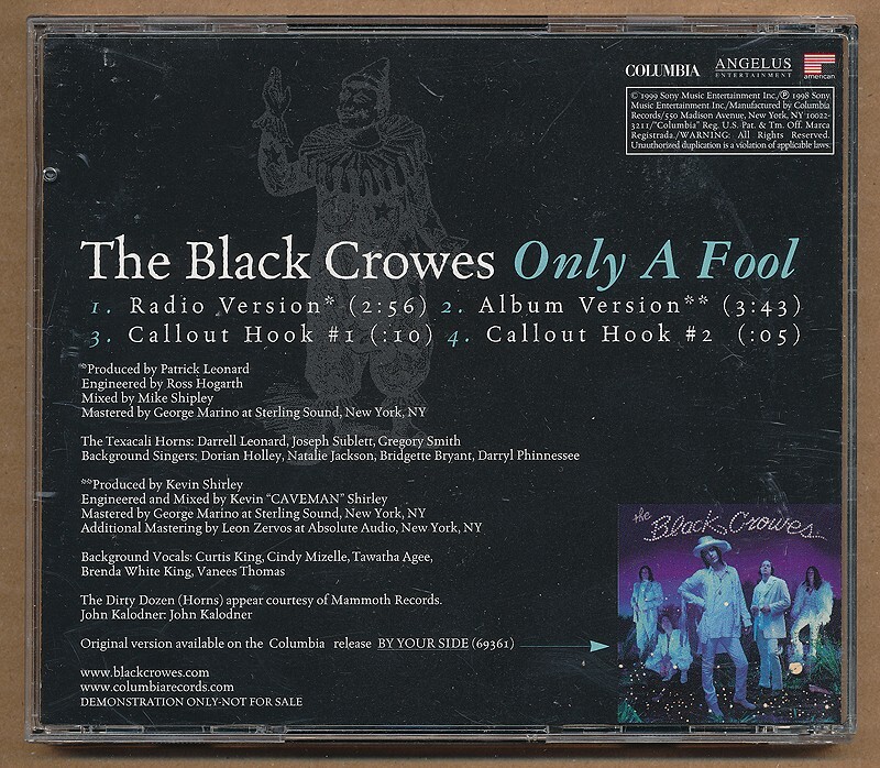 The Black Crowes - Only a Fool RARE promo CD single w/ radio version ...