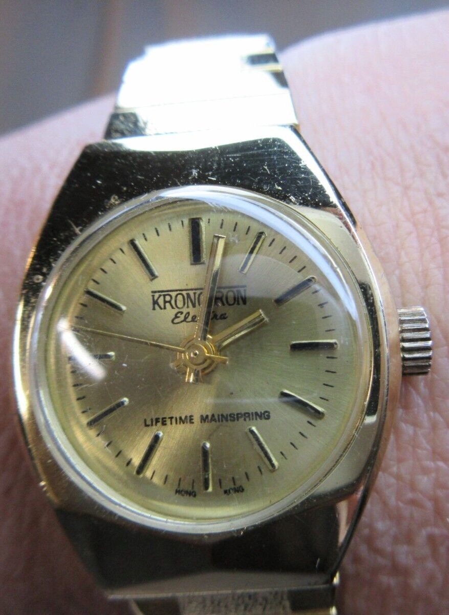 KRONOTRON ELECTRA~ LIFETIME MAINSPRING, DUST PROOF CASE~ GOLD ...