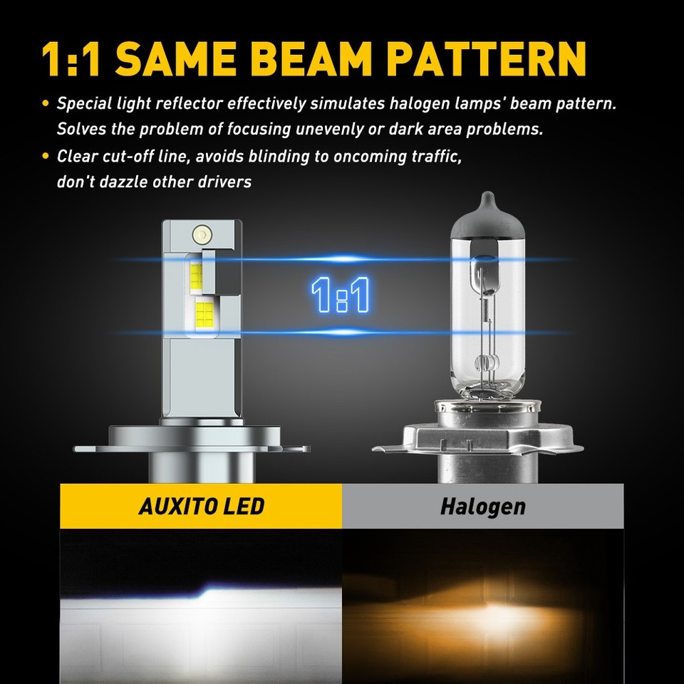 HB2 H4 9003 Super White 40000LM Kit LED Headlight Bulbs High Low Beam ...