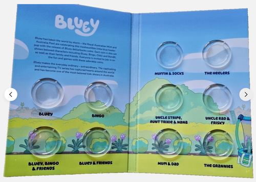 Brand New BLUEY 2024 $1 10 Coin Set Uncirculated Tube Folder Set Gold ...