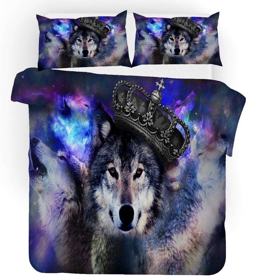 3D Wolf Hat Colorful Quilt Cover Set Duvet Cover Bedding Pillowcases | eBay